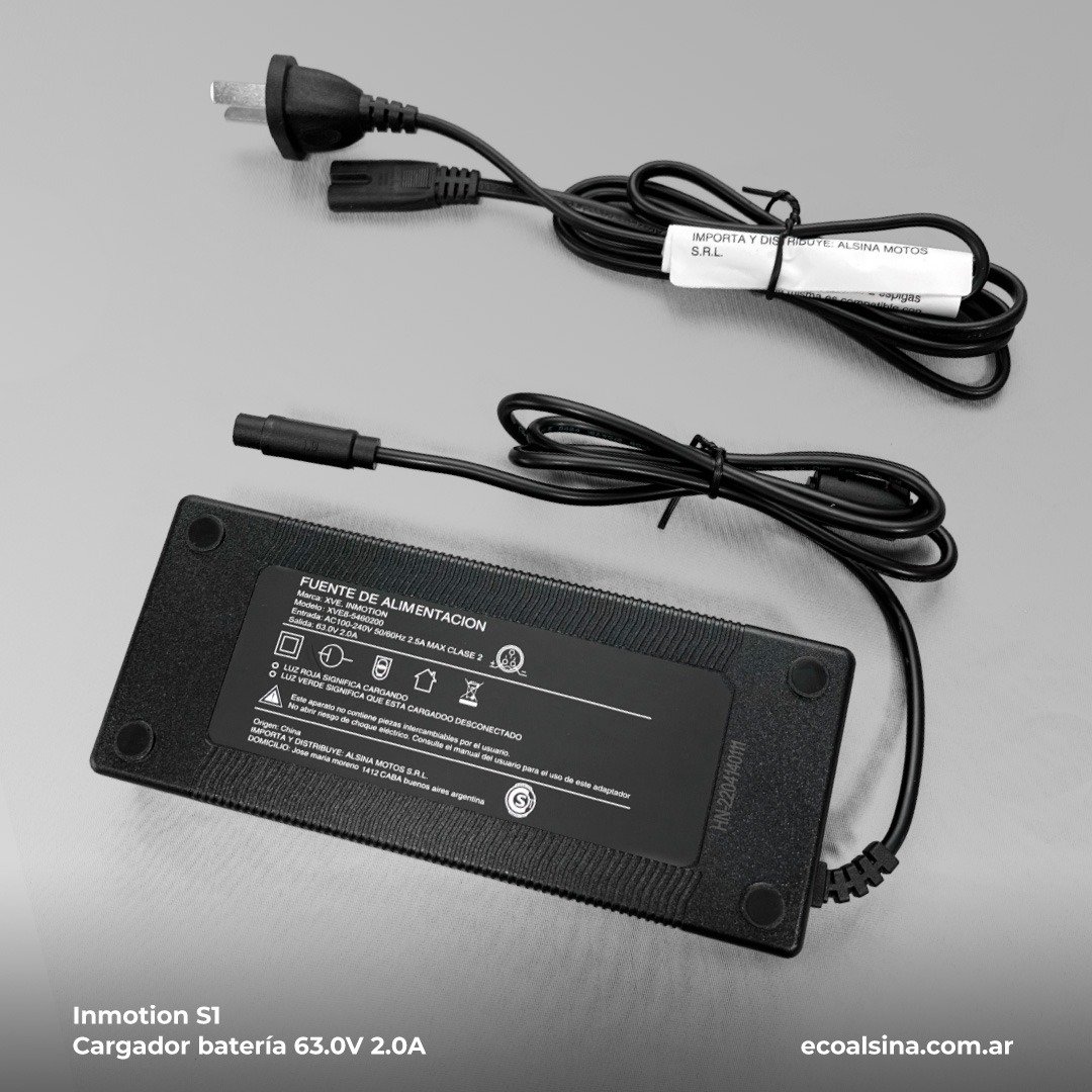 Cargador monopatín eléctrico Inmotion S1 63V 2.0A - Eco Alsina